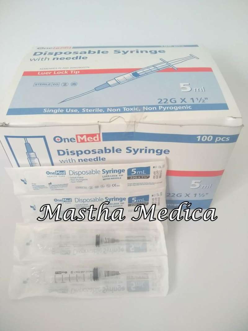 Promo Disposable Syringe With Needle One Med 5cc Onemed 5 Ml Box Diskon ...