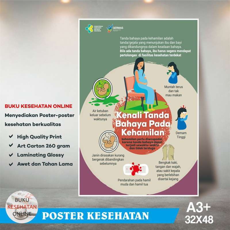 Jual CETAK POSTER - Kenali Tanda Bahaya pada Kehamilan - LAMINATING ...