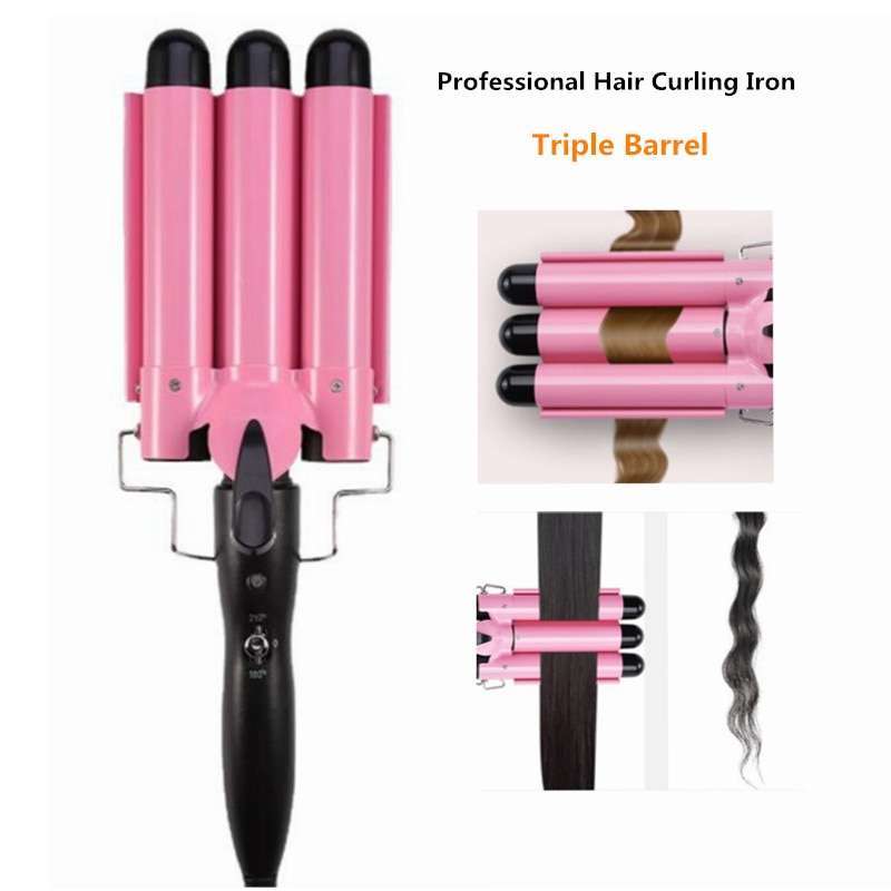 Jual Professional Hair Curling Iron Ceramic Triple Barrel Hair Curler Irons Hair Wave Waver ...
