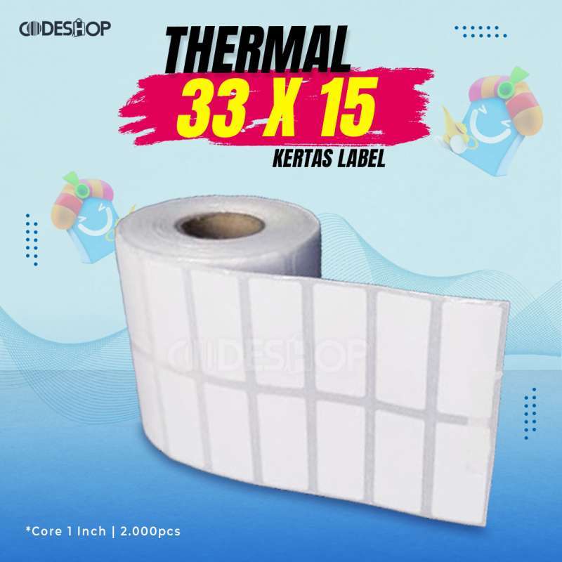 Jual Label Barcode Thermal 33 x 15 mm 2 Line Isi 2000 Pcs Core Kecil di ...