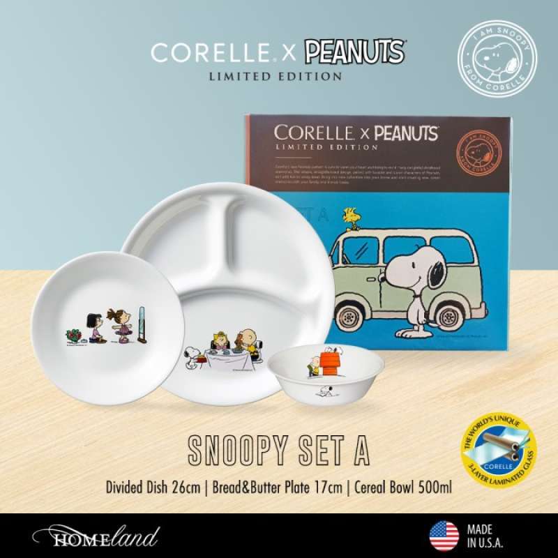 Promo CORELLE SNOOPY KIDS SET / PIRING MAKAN ANAK Diskon 6% di Seller ...