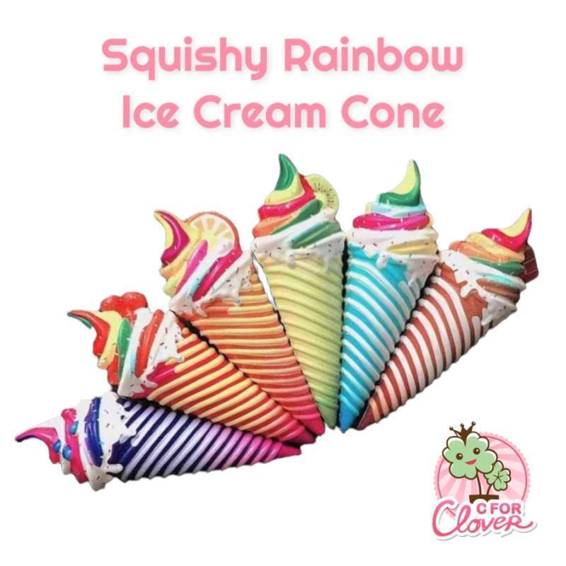 Jual SQUISHY RAINBOW ICE CREAM CONE es krim slow rainbow warna warni ...