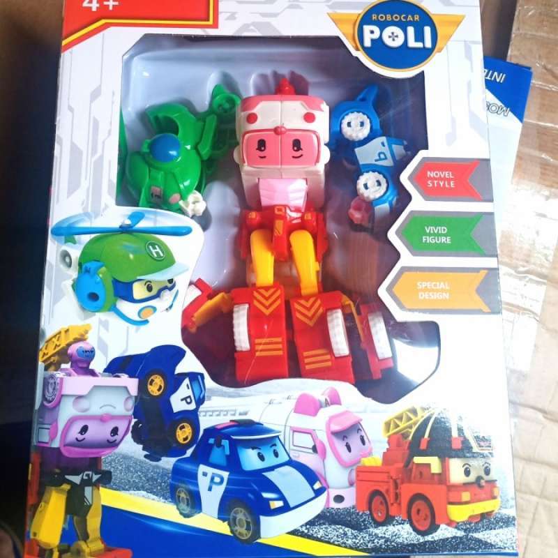 Promo mainan robocar poli set 4 in 1 mobil jadi robot Diskon 50% di ...