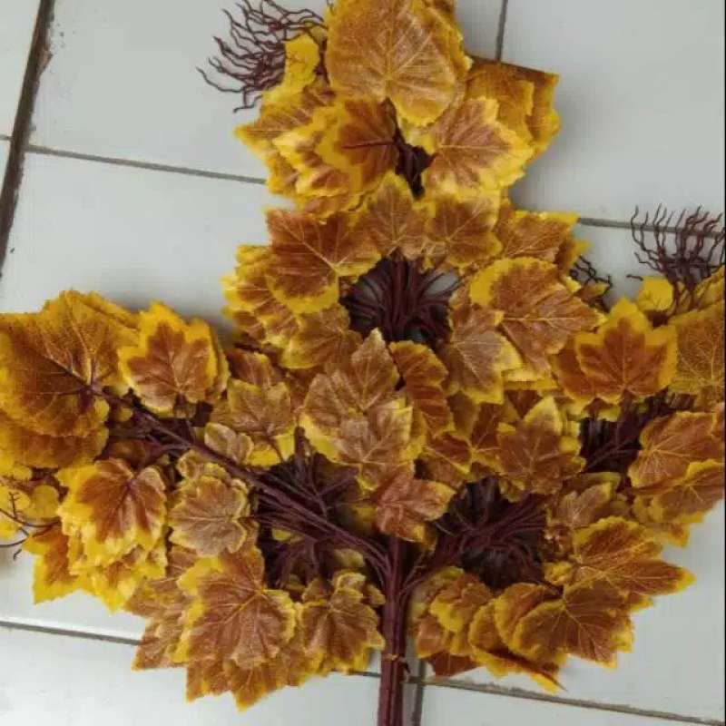 Jual Daun anggur coklat cabang 3 Daun anggur Plastik Daun Dekorasi ...