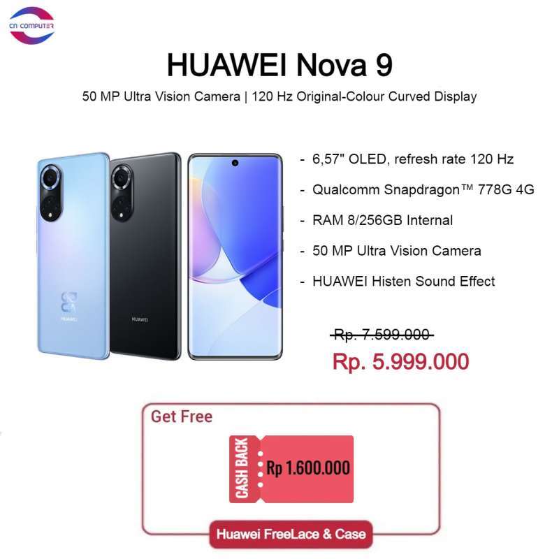 Jual Huawei Nova 9 8gb/256gb Camera 50 Mp Ultra Vision Cruved Display ...