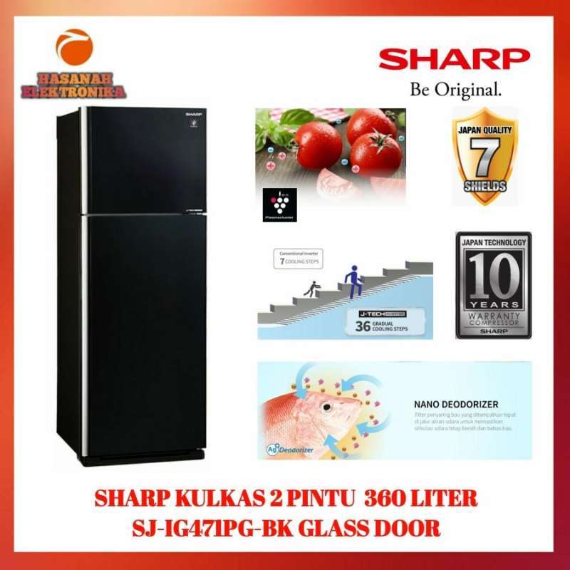 Jual SHARP KULKAS 2 PINTU SJ-IG471PG-BK 360 LITER JTECH INVERTER di ...