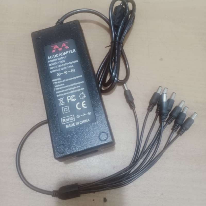 Jual Adaptor 12V 10A Dc Kabel Cabang 8 Charger Lampu Led 12 Volt 10 ...