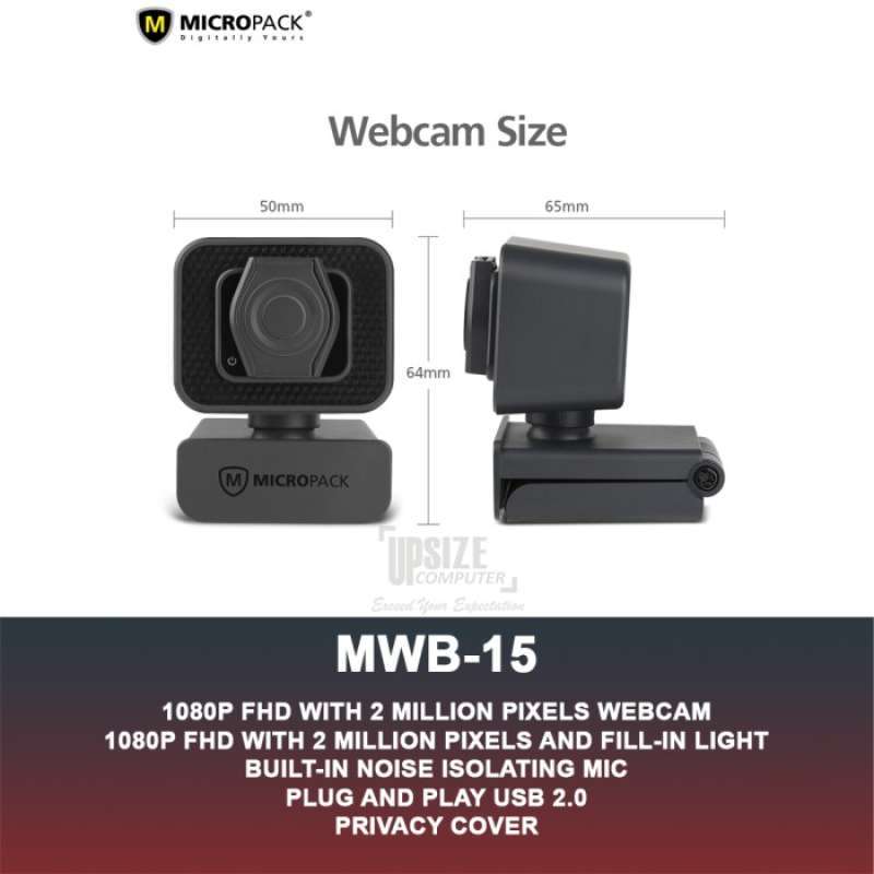 Jual Webcam Full HD Micropack 1080P USB C Connector with Microphone ...