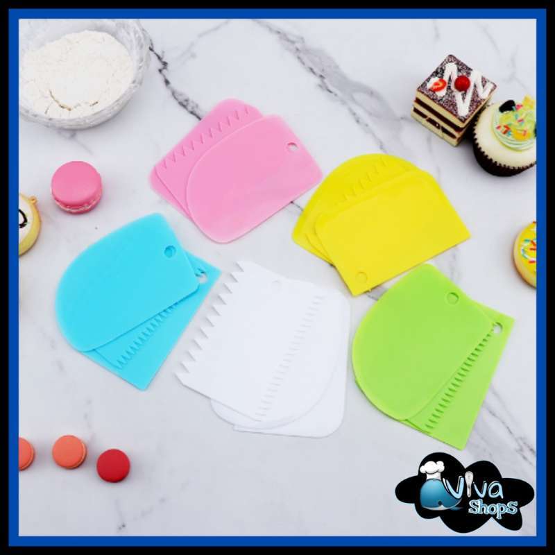 Jual PEMOTONG ADONAN KUE DAN ROTI ISI 3 / SCRAPER 3 IN 1 / SCRAPER ...