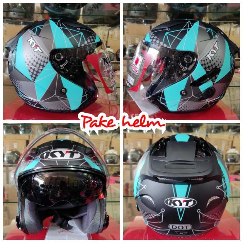Jual Helm Kyt Galaxy Flat R Matrix Aqua Dof Helm Kyt Half Face Double ...
