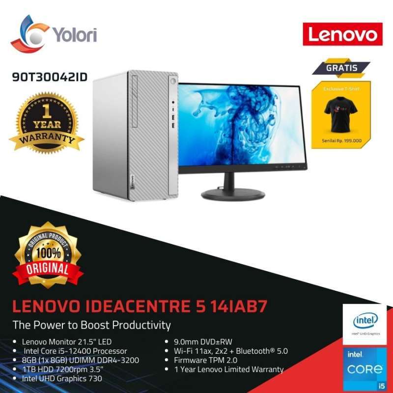 Jual Lenovo IdeaCentre 5 14IAB7 [i5-12400, 8GB, 1TB, Intel UHD, DOS ...
