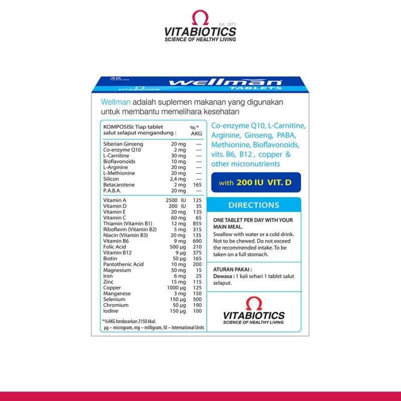 Promo Vitabiotics Wellman + Vitabiotics Ultra L-carnitine & Ala @30 ...