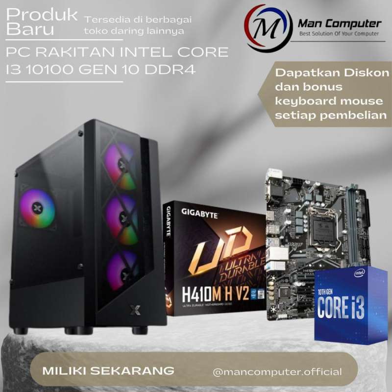 Jual Paket Cpu Pc Rakitan Kantor Intel Core I3 10100 / Pc Rakitan I3 10100 di Seller MANCOMP_ID ...