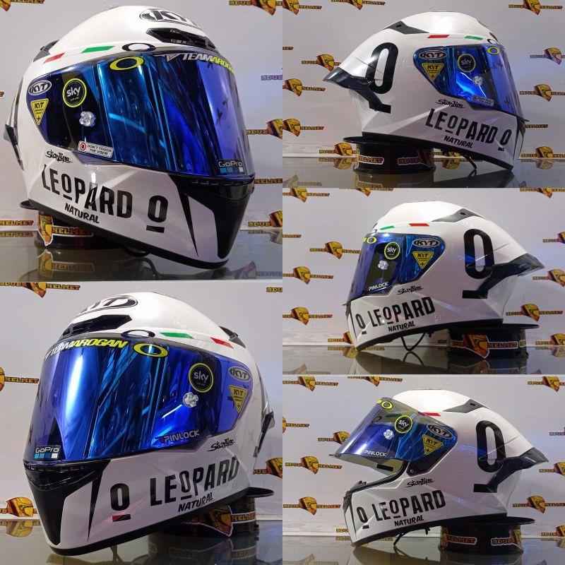 Jual Helm full face kyt tt course white leopard paket ganteng 100% ...
