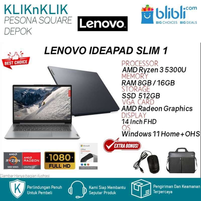 Jual Laptop Gaming Lenovo Ideapad Slim 1 14 Alc7 Ryzen 3 5300u 8gb ...