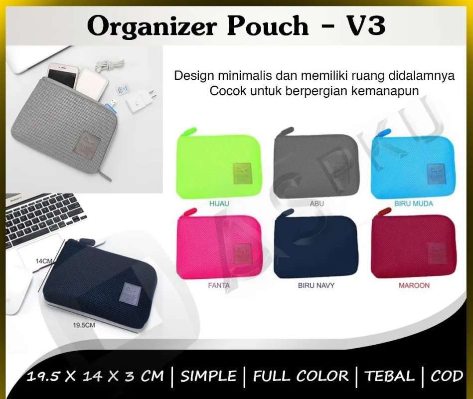 Promo Organizer Pouch V3 Varian Warna - Desain Simple Full Color Tebal ...