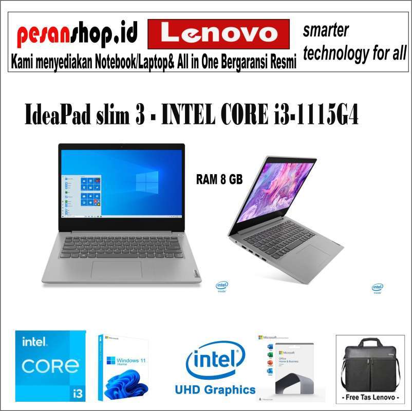 Jual Lenovo Ideapad Slim 3/f3id/intel Core I3-1115g4/ram 8gb/256 Gb Ssd ...