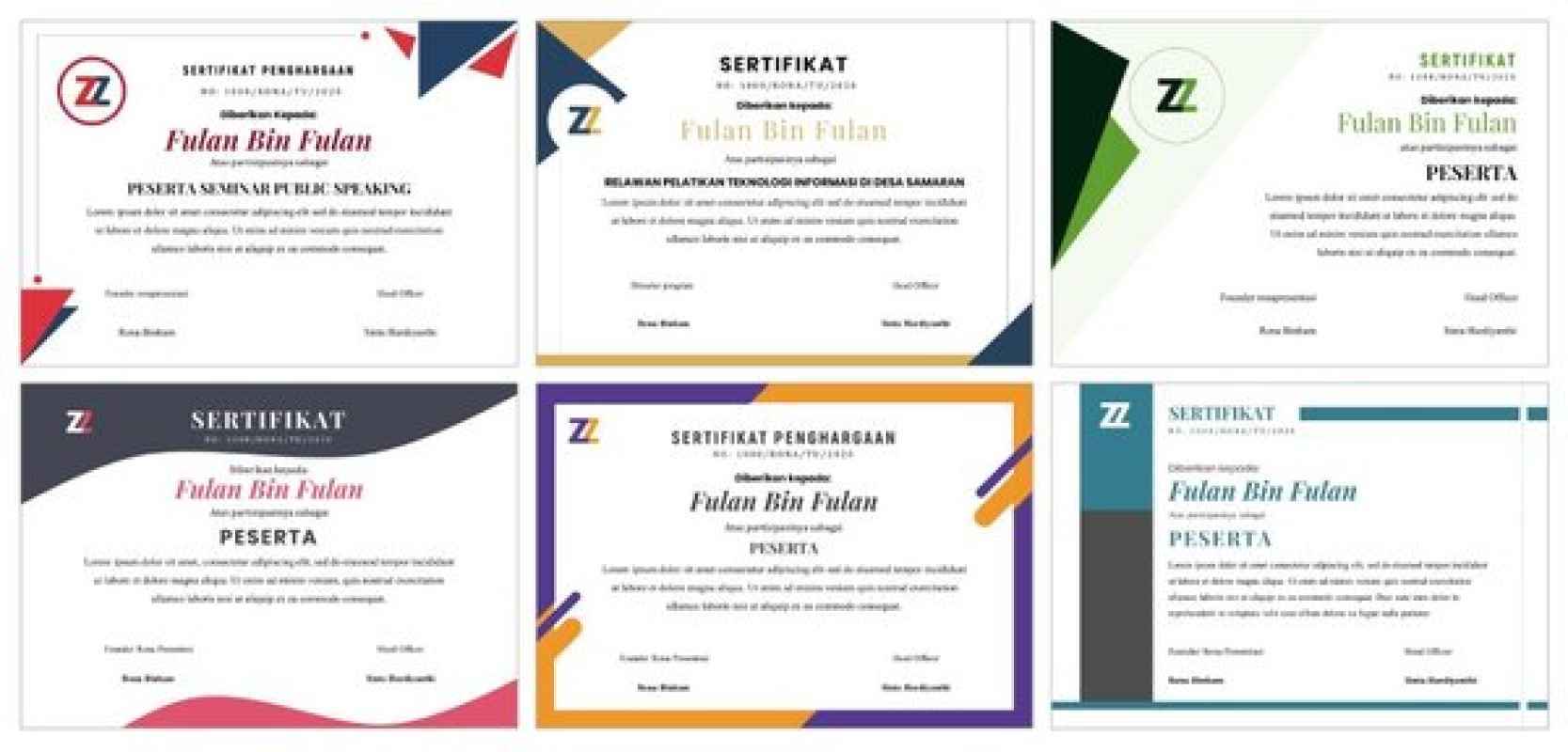 Jual Template Sertifikat Piagam Penghargaan 500 Desain Premium Di ...