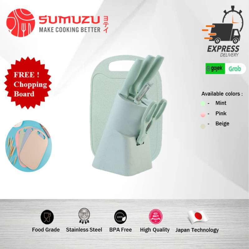Jual Sumuzu Yotei Pisau Set Dapur Kitchen Knife Set 7 In 1 -Mint Hijau Muda di Seller Karenina ...