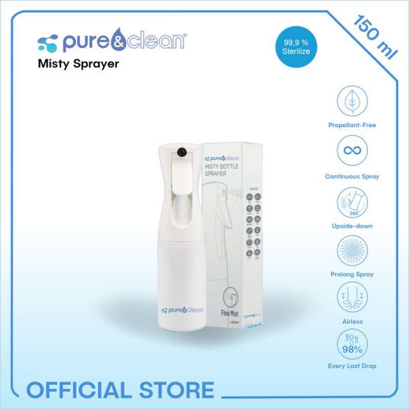Promo Botol Misty Sprayer 150ml - Pure & Clean HOCL TERJAMIN Diskon 2% ...