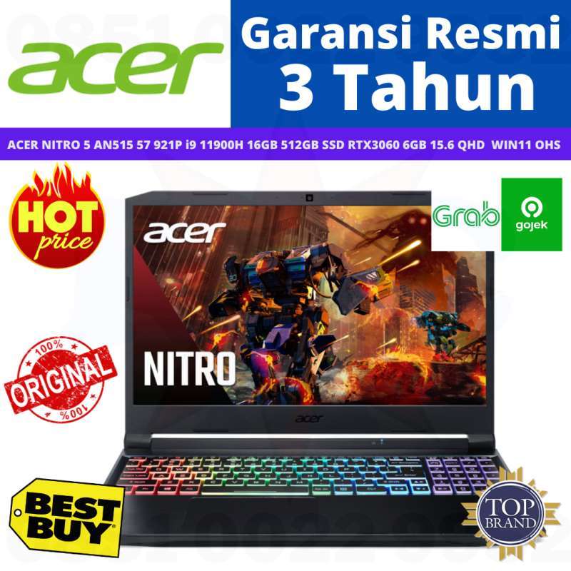 Jual Acer NITRO 5 AN515 57-921P i9 11900H 16GB 512SSD RTX3060 6GB Win11 OHS di Seller Karya ...