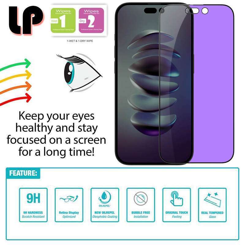 Jual Lp Full Anti-blue Tempered Glass iPhone 14 Pro - Anti Gores Anti ...