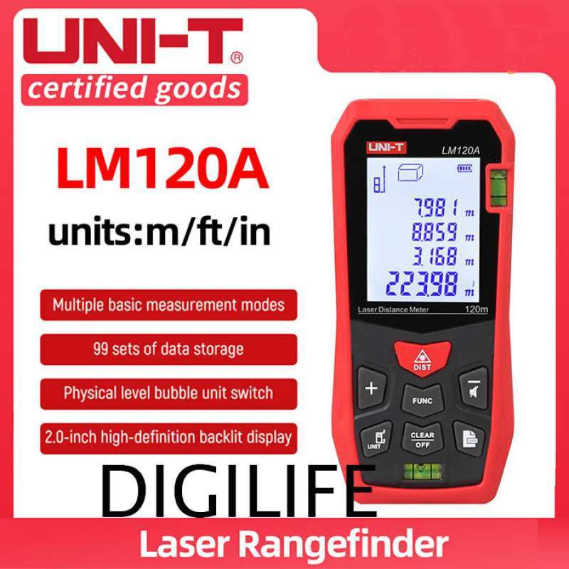 Jual Laser Distance Meter UNI-T LM120A Rangefinder Measurer UNIT UNI T ...
