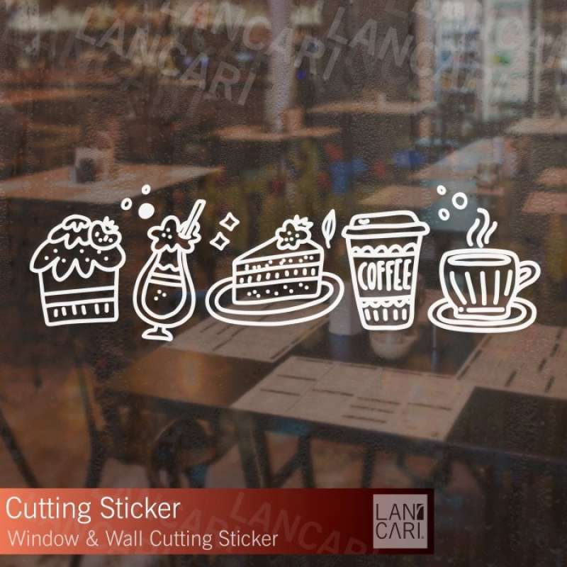 Promo Sticker cutting Icon Logo Kopi Cake Ice Dekorasi Toko Resto Cafe ...