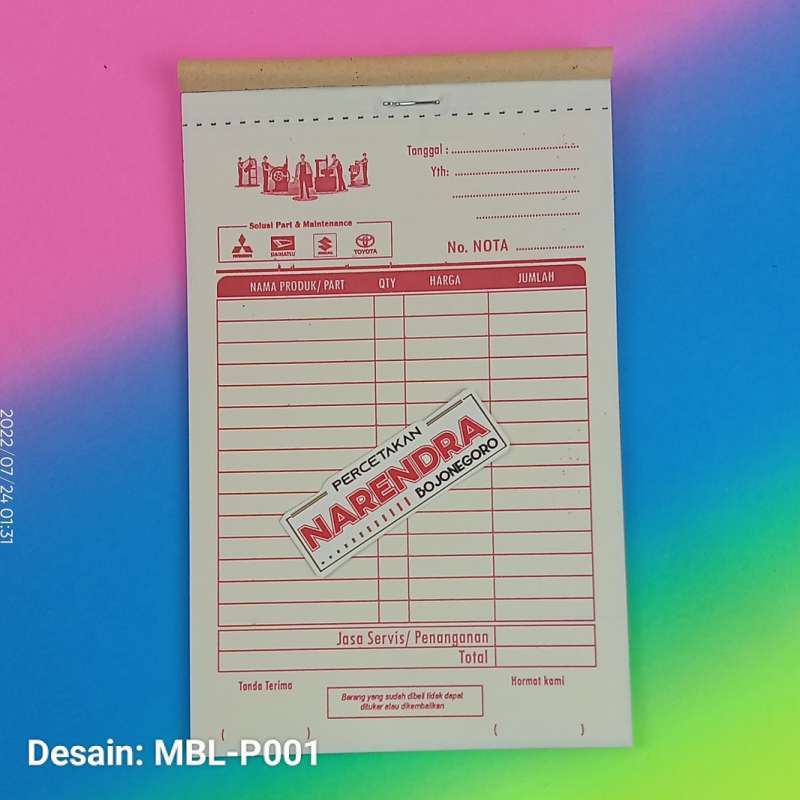 Jual Nota Bengkel Mobil 2 Ply Rangkap Di Seller Percetakan Narendra ...