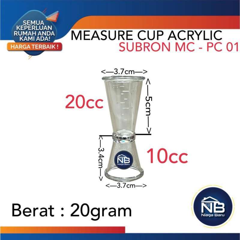 Jual Acrylic Jigger Double Glass 20 / 10 cc Measure Cup Gelas Takar ...