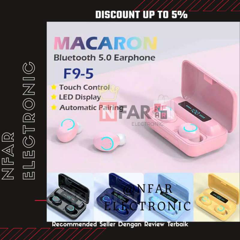 Jual Headset Bluetooth TWS F9-9 TWS Macaron Headphone Wireless Pink di ...