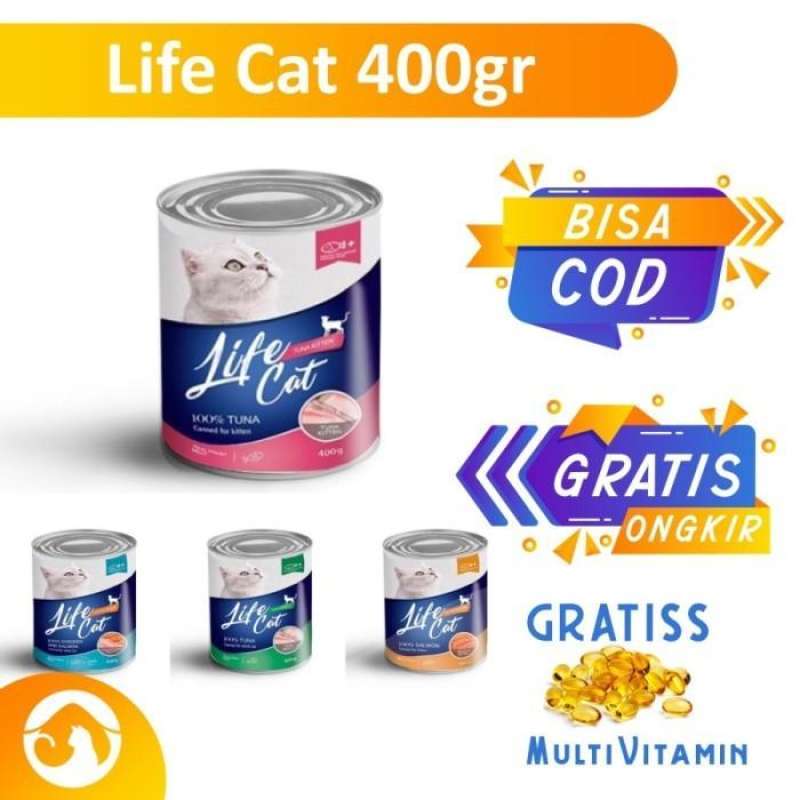 Jual Life Cat 400g Kaleng lifecat Makanan Kucing Free Multivitamin di ...