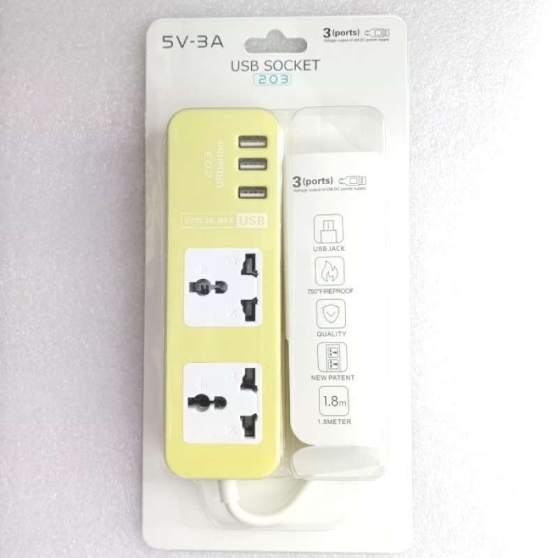 Jual Stop Kontak Colokan Listrik Usb Charger Hp 3 Ports Usb Kabel Pjg 1 ...