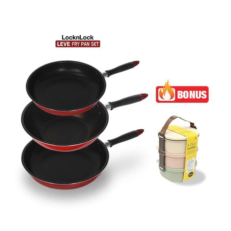 Jual DISKONN LOCK N LOCK Leve Fry Pan N Set + Bonus 3 Tier Lunch Box di ...