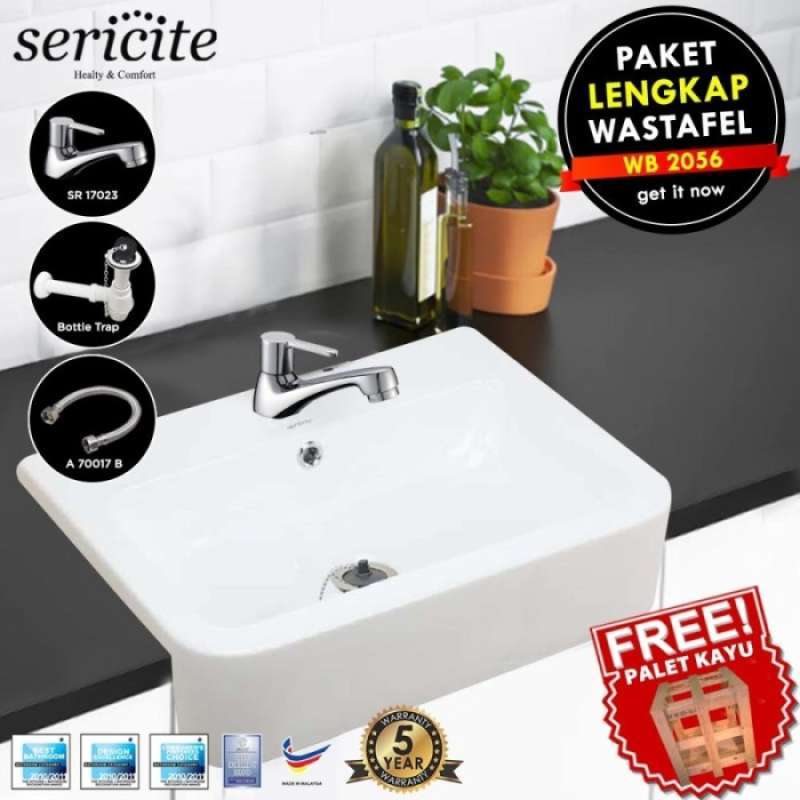 Promo Inno Sericite Wastafel Setengah Tanam 2056 Komplit Kran Siphon ...
