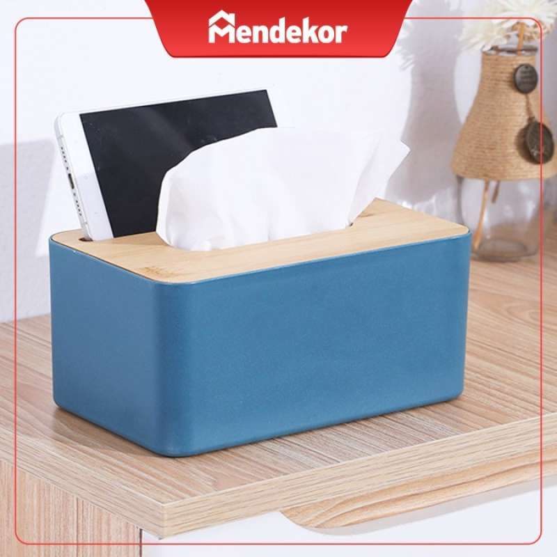 Jual Jual Plos Biru tempat kotak tisu tissue box meja tempat HP kayu ...