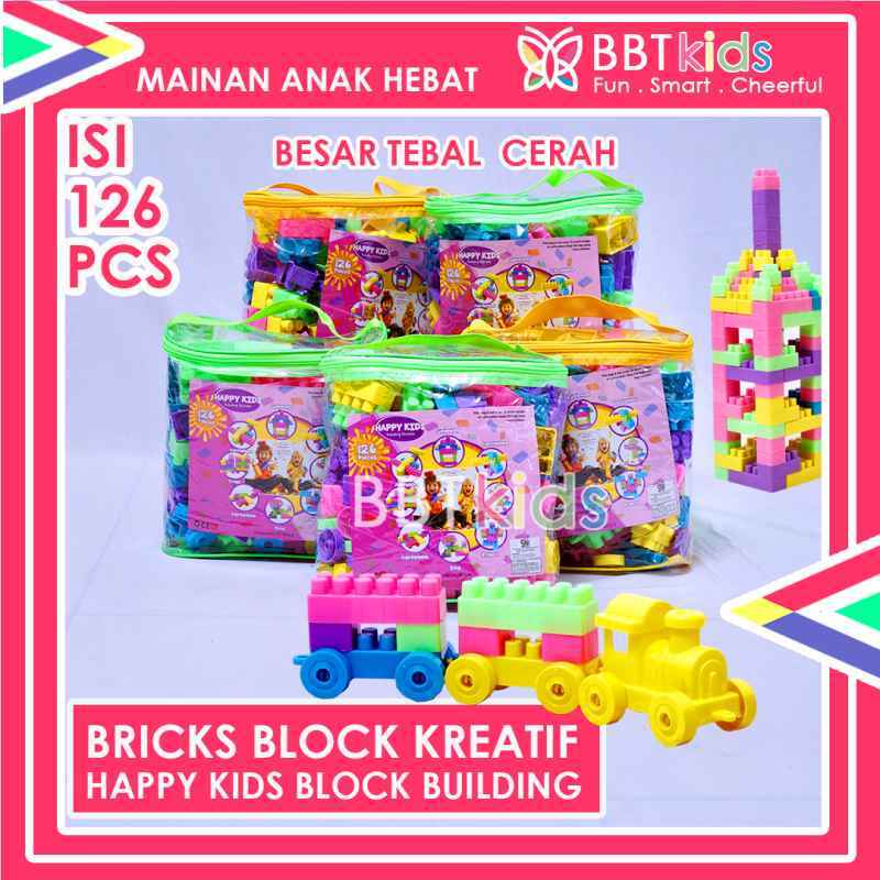 Promo BRICKS BLOCK KREATIF 126 PCS HAPPY KIDS BUILDING BESAR BLOK BALOK ...