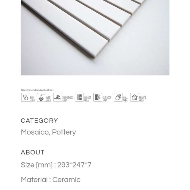 Jual Mosaic Venus Tiles Pottery Long Stripe White Matt Ds-105v Di ...