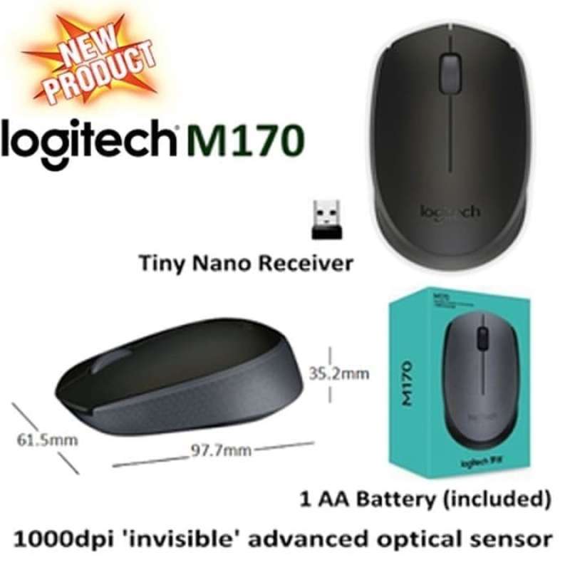 Promo Mouse Wireless Logitech M170 Original New 100% - M 170 Resmi ...