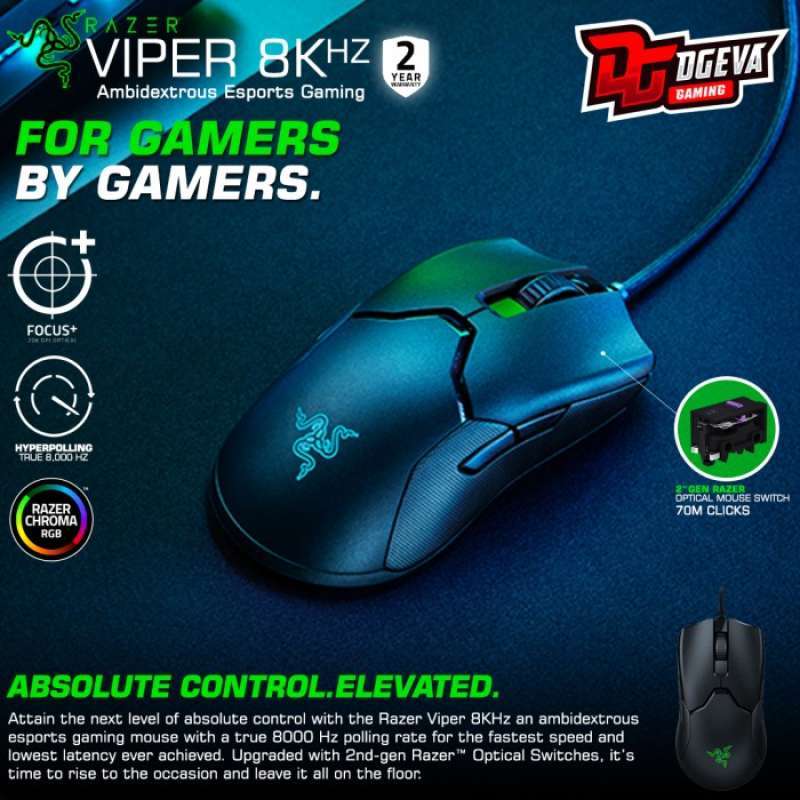 Promo Razer Viper 8Khz Ambidextrous Wired Rgb Mouse Gaming Viper8Khz ...