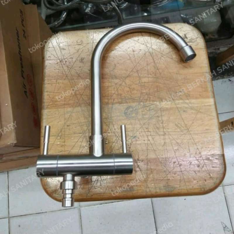 Promo Kran Kitchen Sink Cabang Stainless/Kran Cuci Piring Dinding ...