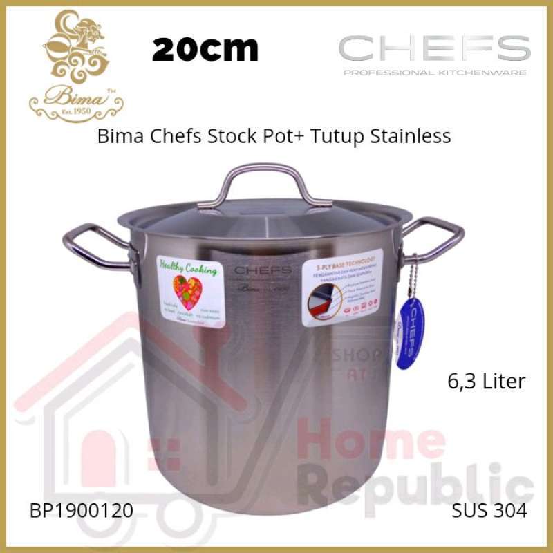 Jual Bima Chefs Stockpot+Tutup Stainless 20cm Panci Tinggi Stainless ...