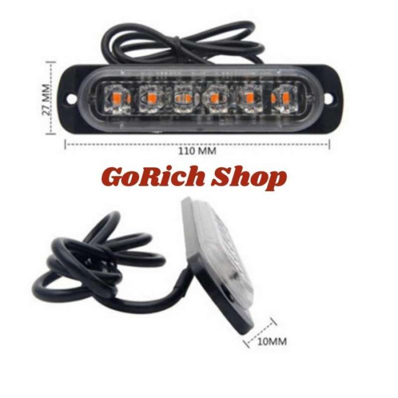 Jual Led Strobo 6 Mata Slim 2 Warna dan 10 Mode Strobo 12V-24V ...