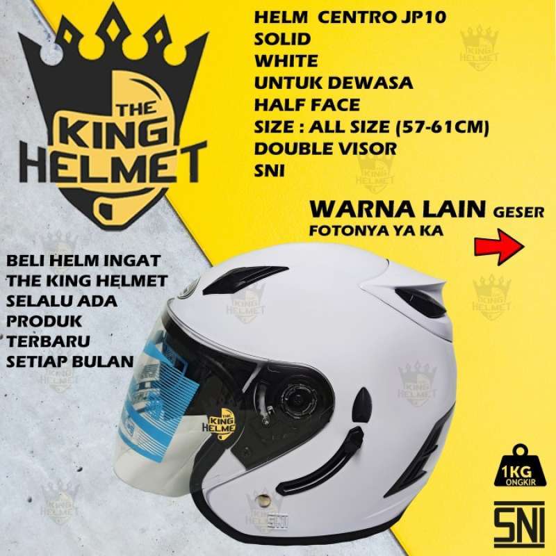 Jual HELM CENTRO DOUBLE VISOR Polos JP10 Half Face DEWASA di Seller ...
