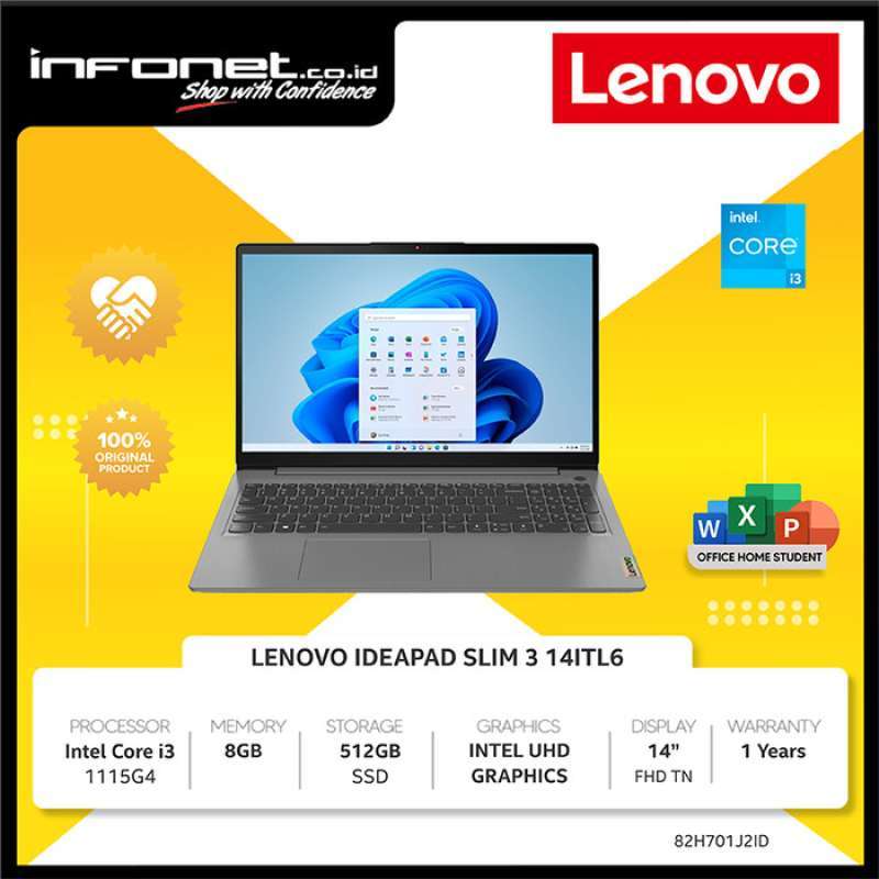 Jual Lenovo Ideapad Slim Itl I G Gb Gb W Ohs Di Seller Infonet Store Pt