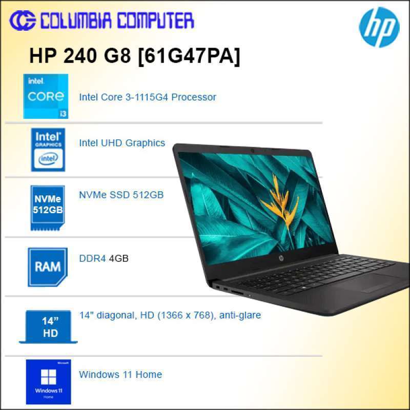 Jual Hp 240 G8 61g47pa Notebook I3-1115g4 4gb 256gb 14 Hd Windows 11 Di ...