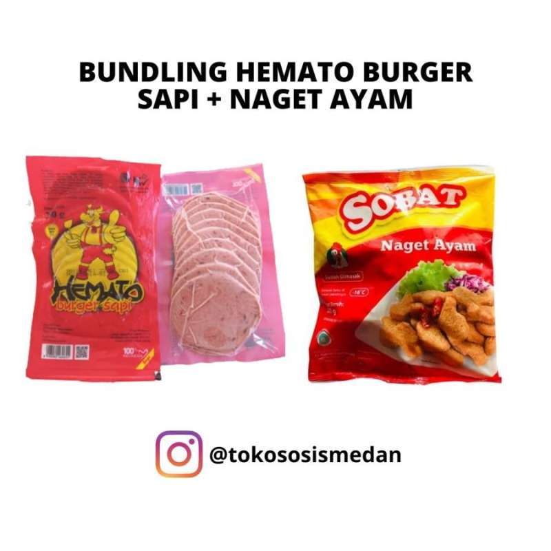 Jual beef burger sapi hemato 250gr + nuget sobat di Seller Toko sosis ...