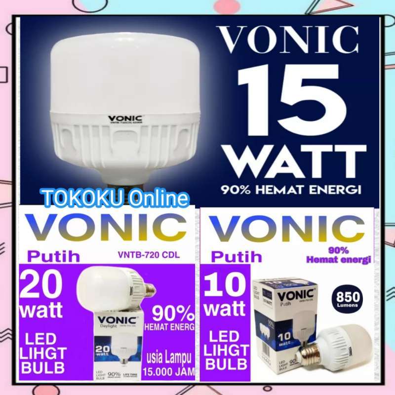 Promo VONIC - Bohlam Lampu LED 10 Watt 15 Watt dan 20 Watt Cahaya Putih ...
