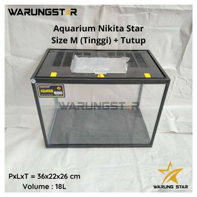 Promo AQUARIUM KACA NIKITA TRISET M 18 LITER + TUTUP / KANDANG RETILE / GEX Diskon 23% di Seller ...