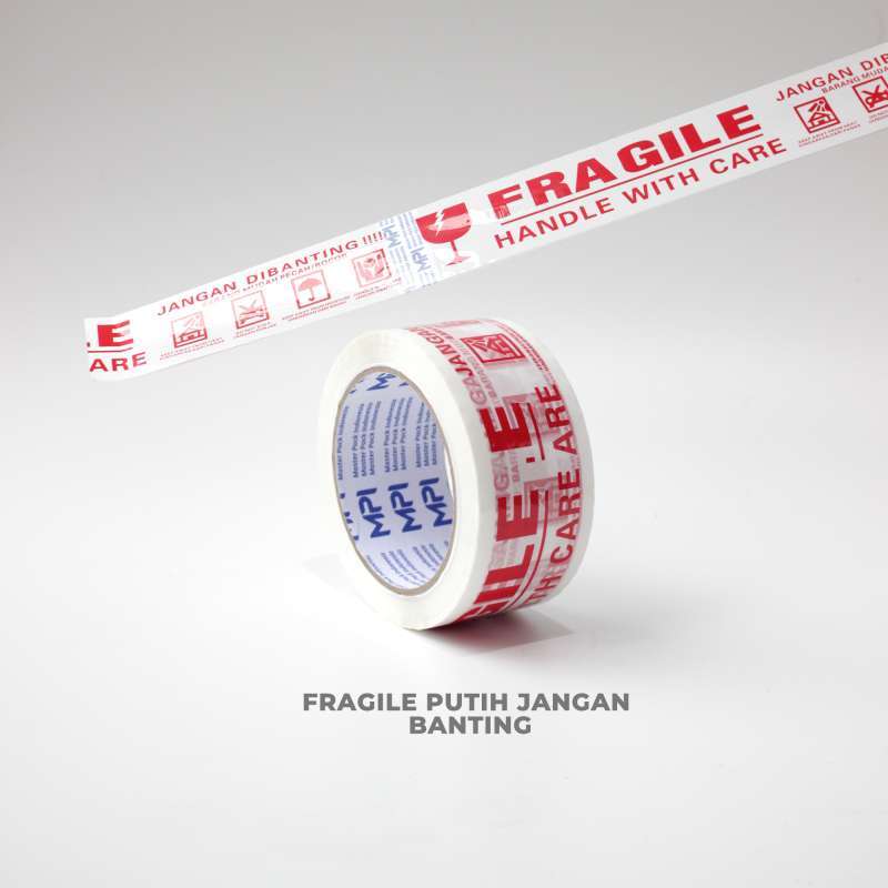 Jual Lakban Fragile Putih Handle With Care JanganDibanting 48mmx100Yard ...